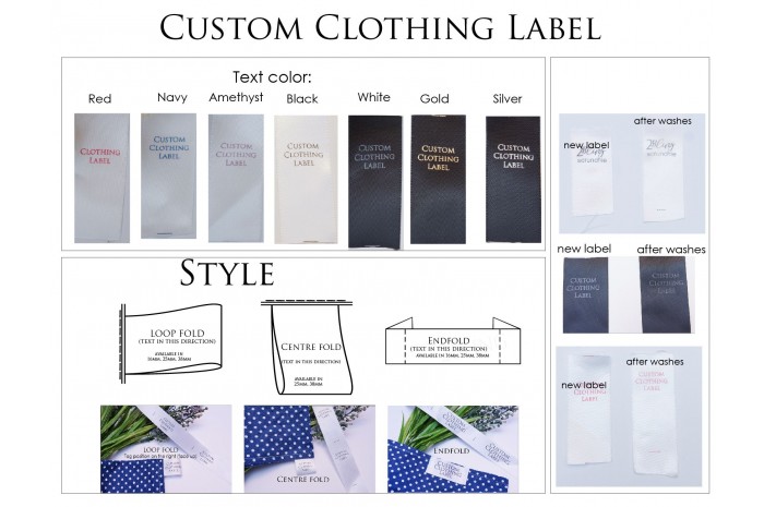 100 labels, Sew-on Clothing label, EDGE WOVEN Satin, Endfold, Matte ...