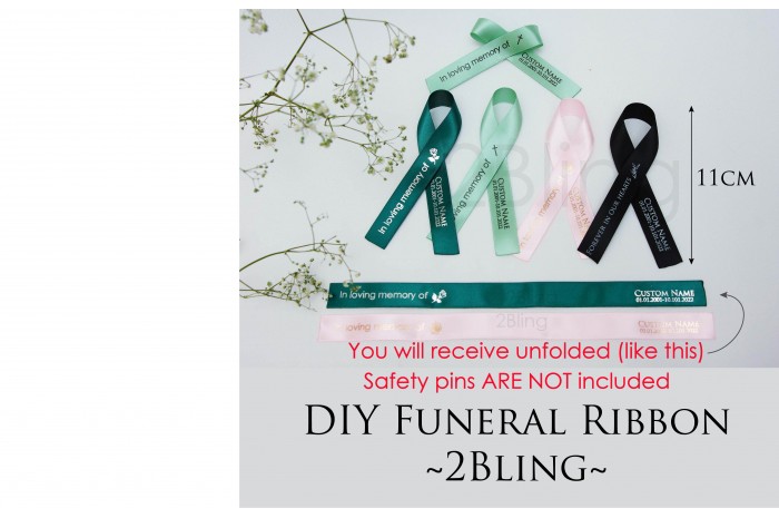 20 pcs Memorial Funeral DIY Custom Personalised Printed Satin Ribbon ...