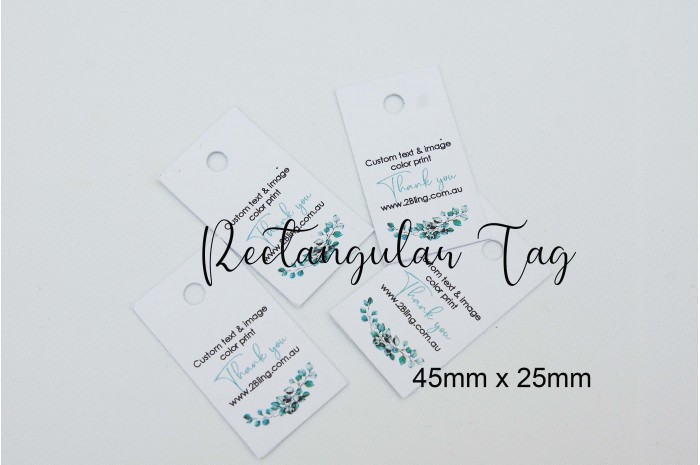 Rectangular Swing Tag Custom Colour Print 4.5cm x 2.5cm, 22 pcs