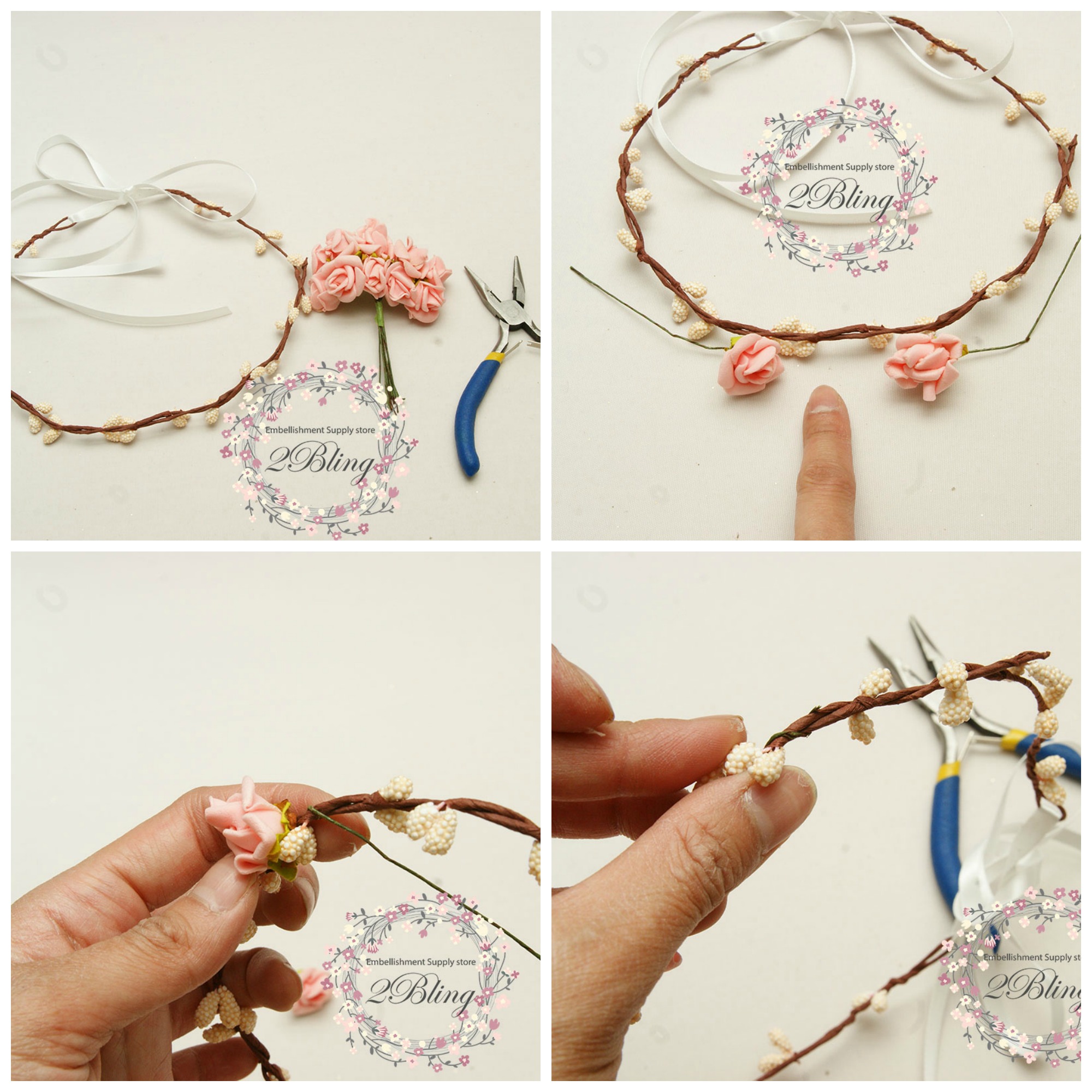 DIY flower crown (using flowers with wire)